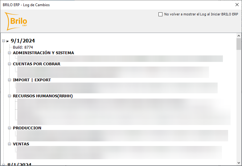 Log de Cambios - Brilo ERP Docs